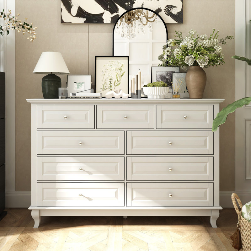 9 Drawer Dresser with Elegent Style Lark Manor Color White